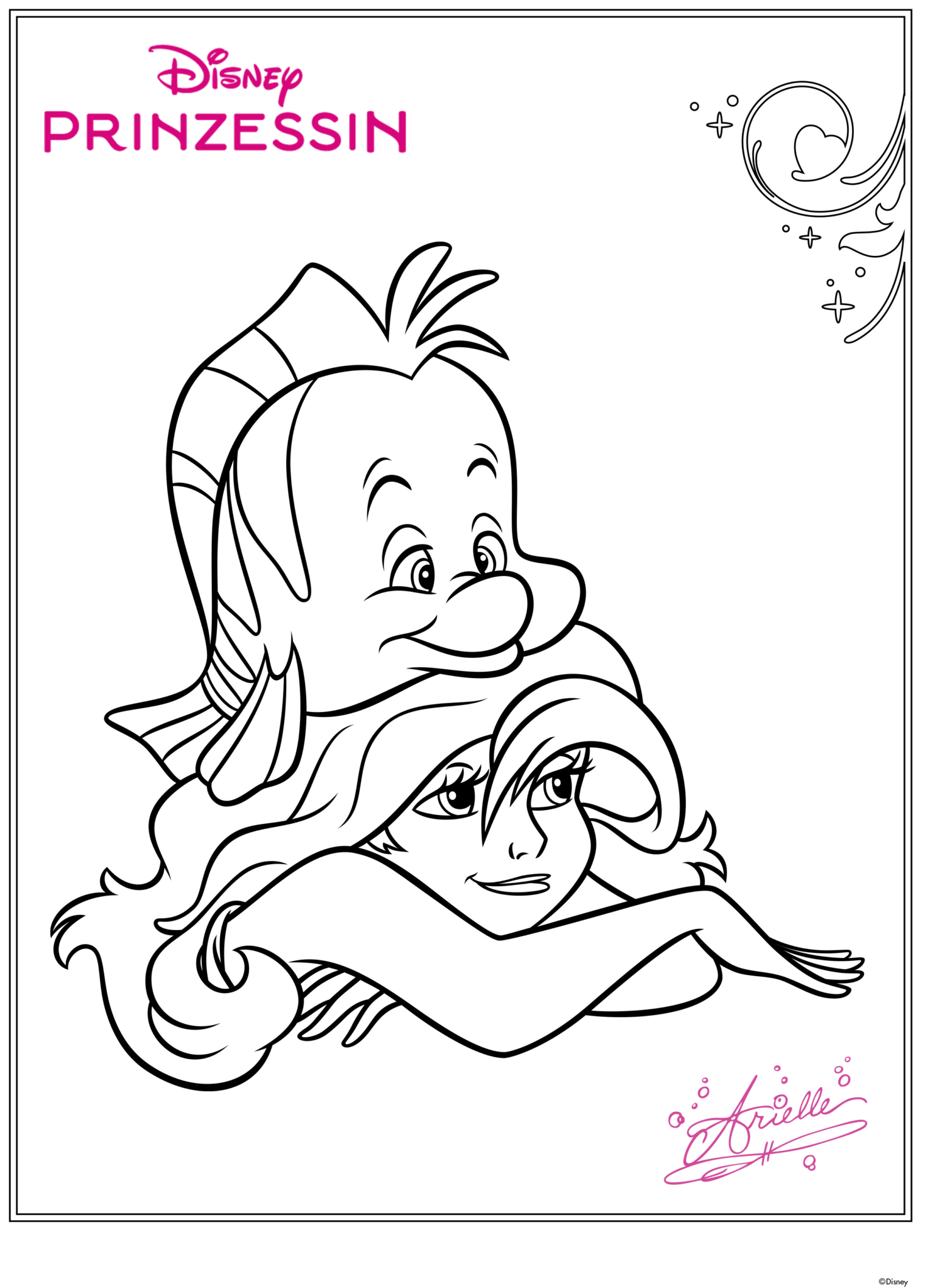 Kostenlose Disney Prinzessinnen Ausmalbilder – Arielle, Rapunzel & Vaiana